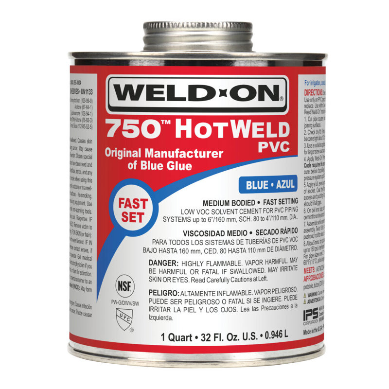 13752 IPS Corp. 1 Pint 750 Hotweld Blue PVC Cement | Coburn Supply